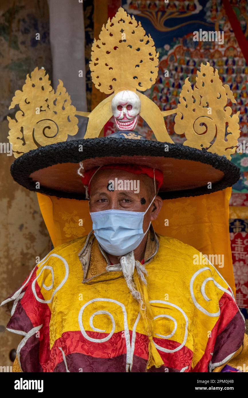 A Monk dancer at the Stongdey Monastery Festival, Zanskar, Ladakh ...