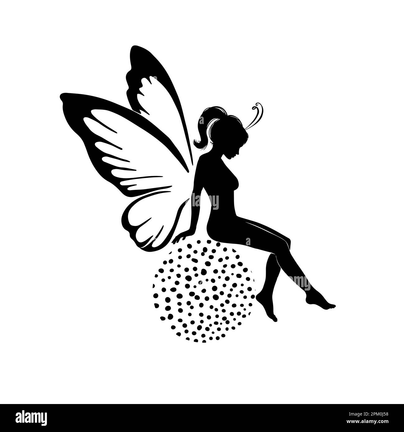 Butterfly fairy silhouette. Vector illustration Stock Vector Image ...