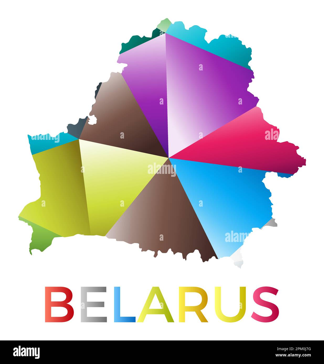 Bright colored Belarus shape. Multicolor geometric style country logo ...