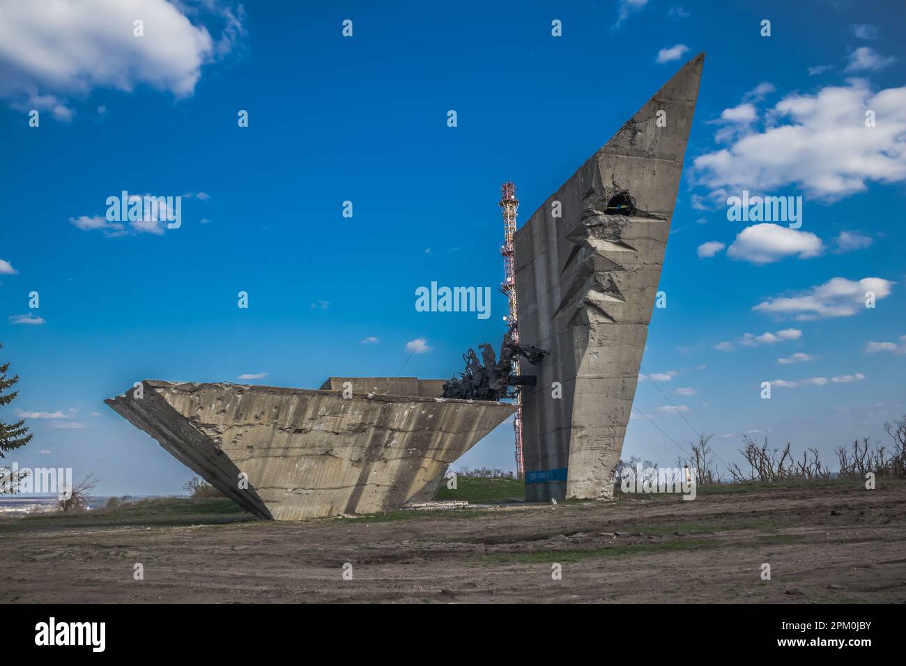 The memorial was heavily damaged during the Battle of Izyum in ukraine ...