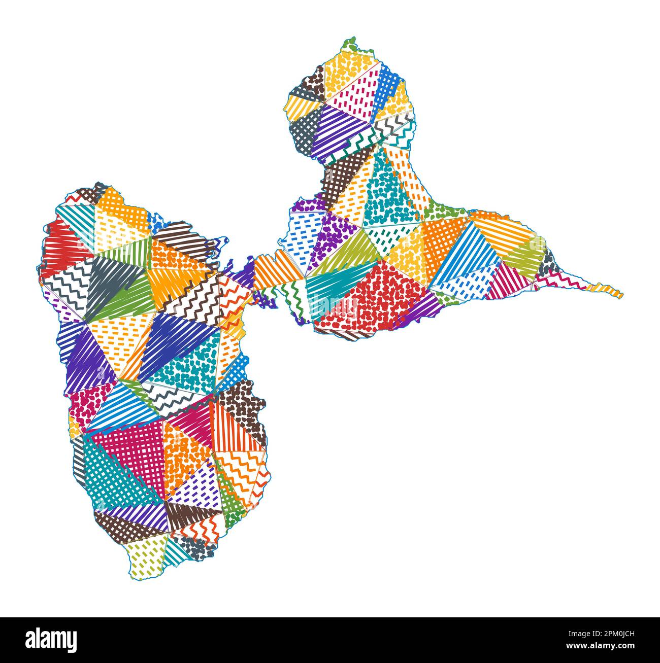 Kid style map of Grande-Terre. Hand drawn polygons in the shape of ...