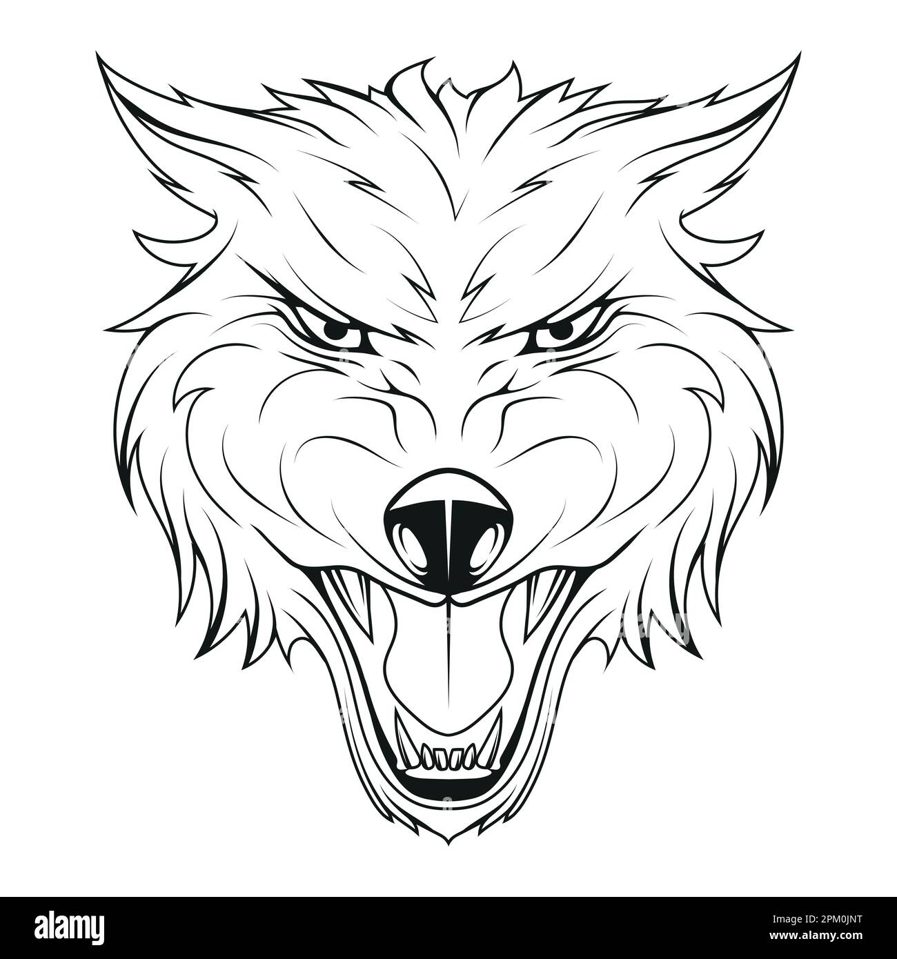 Wolf. Vector illustration of an angry animal. Sketch dog for t-shirt ...