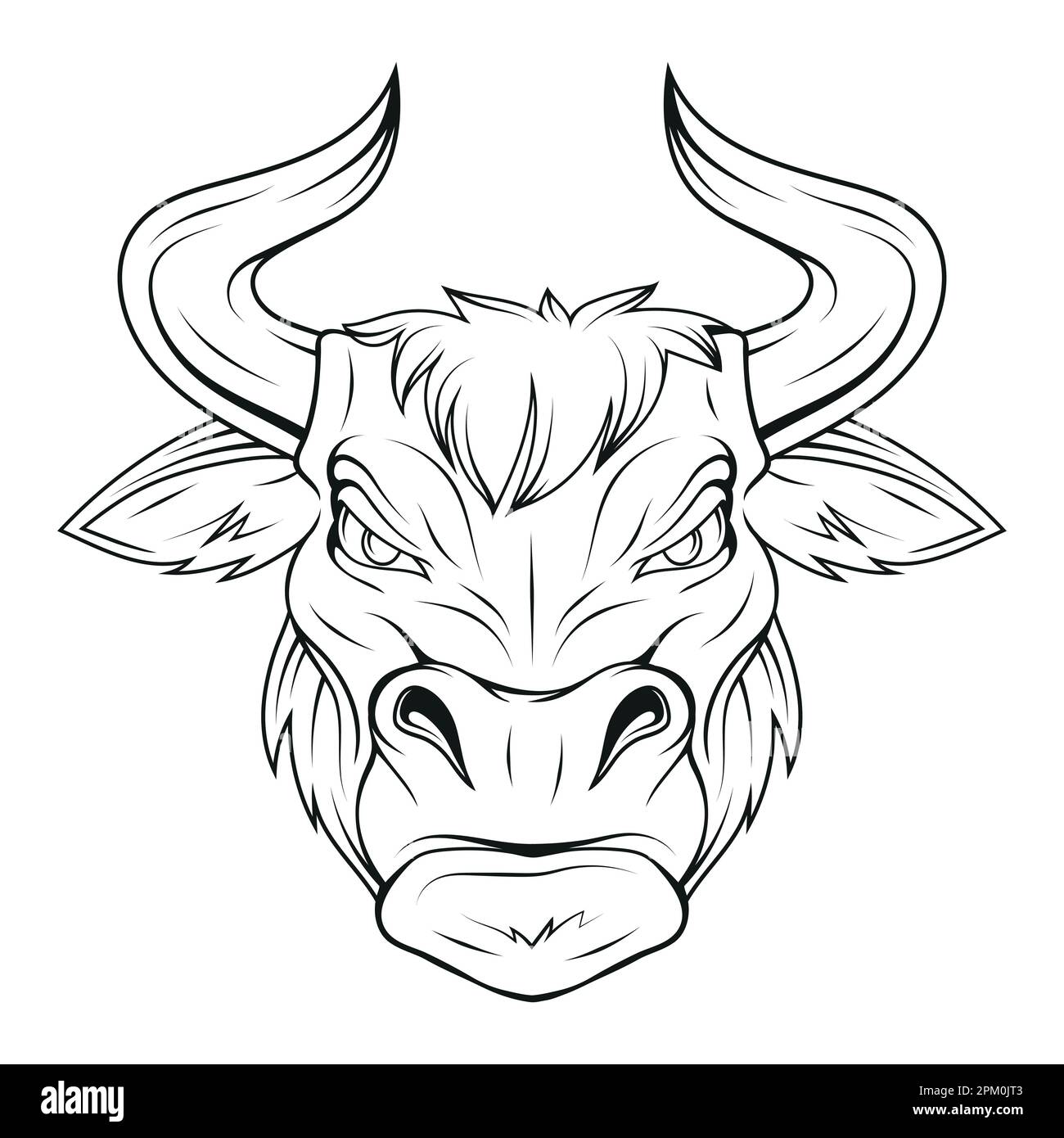 Bull. Vector illustration of a sketch of an ox. Buffalo mascot ...