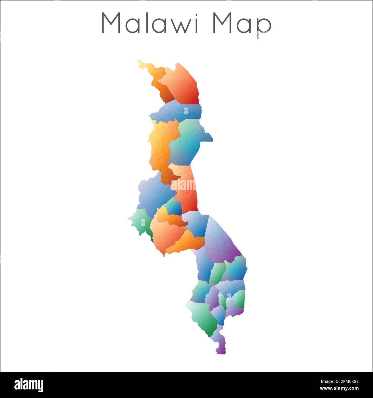 Low poly map of Malawi. Malawi geometric polygonal, mosaic style map ...