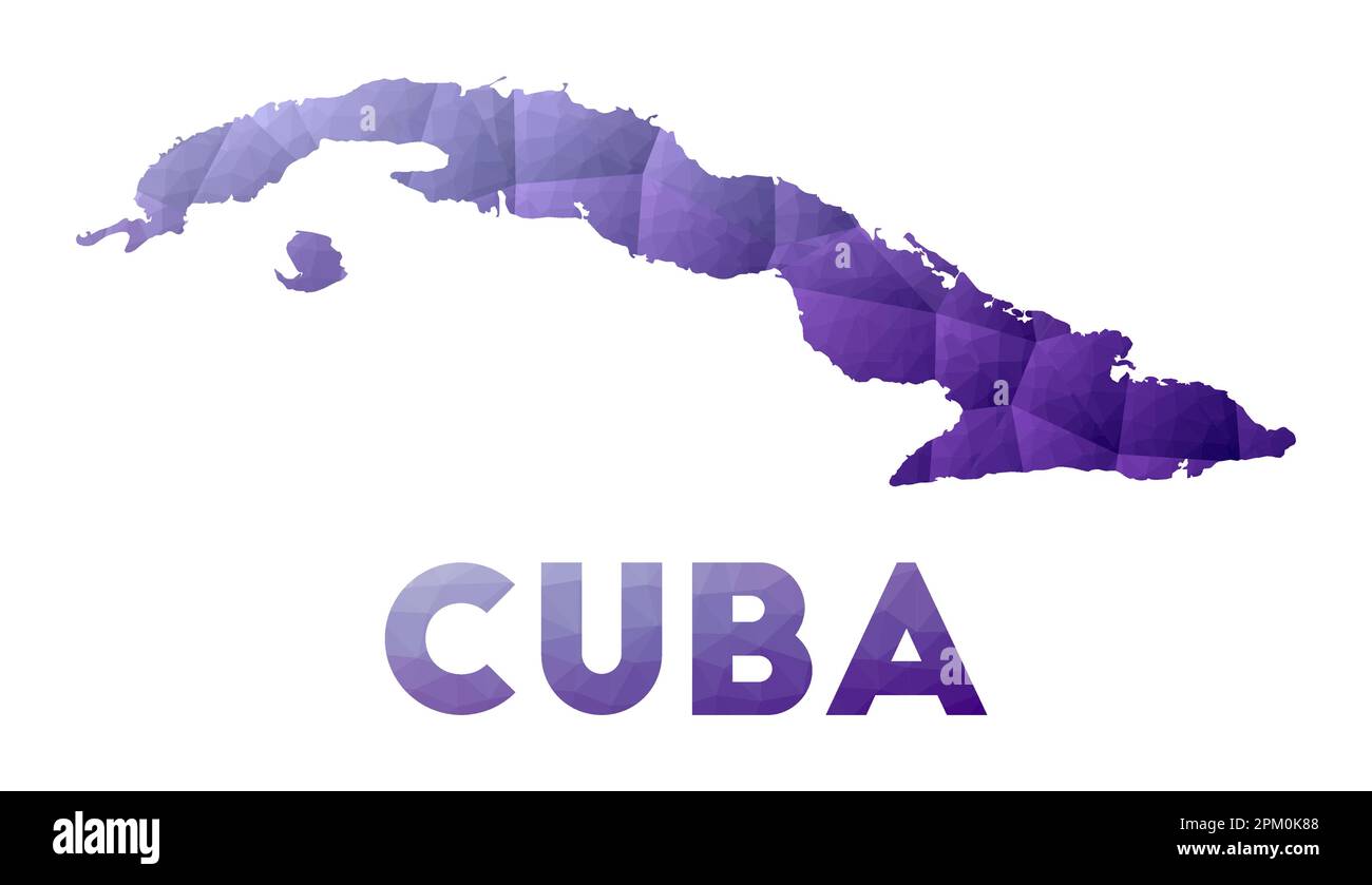 Map of Cuba. Low poly illustration of the country. Purple geometric ...