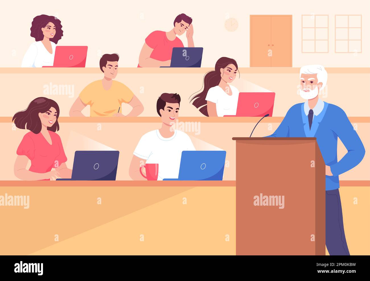 Professor giving lecture at university flat vector illustration Stock ...