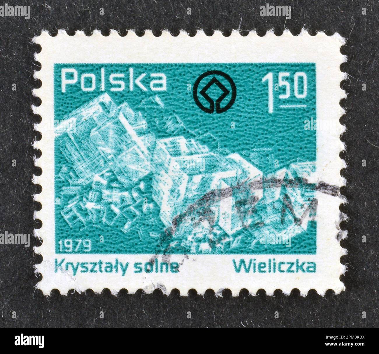 Cancelled postage stamp printed by Poland, that shows Salt crystals ...