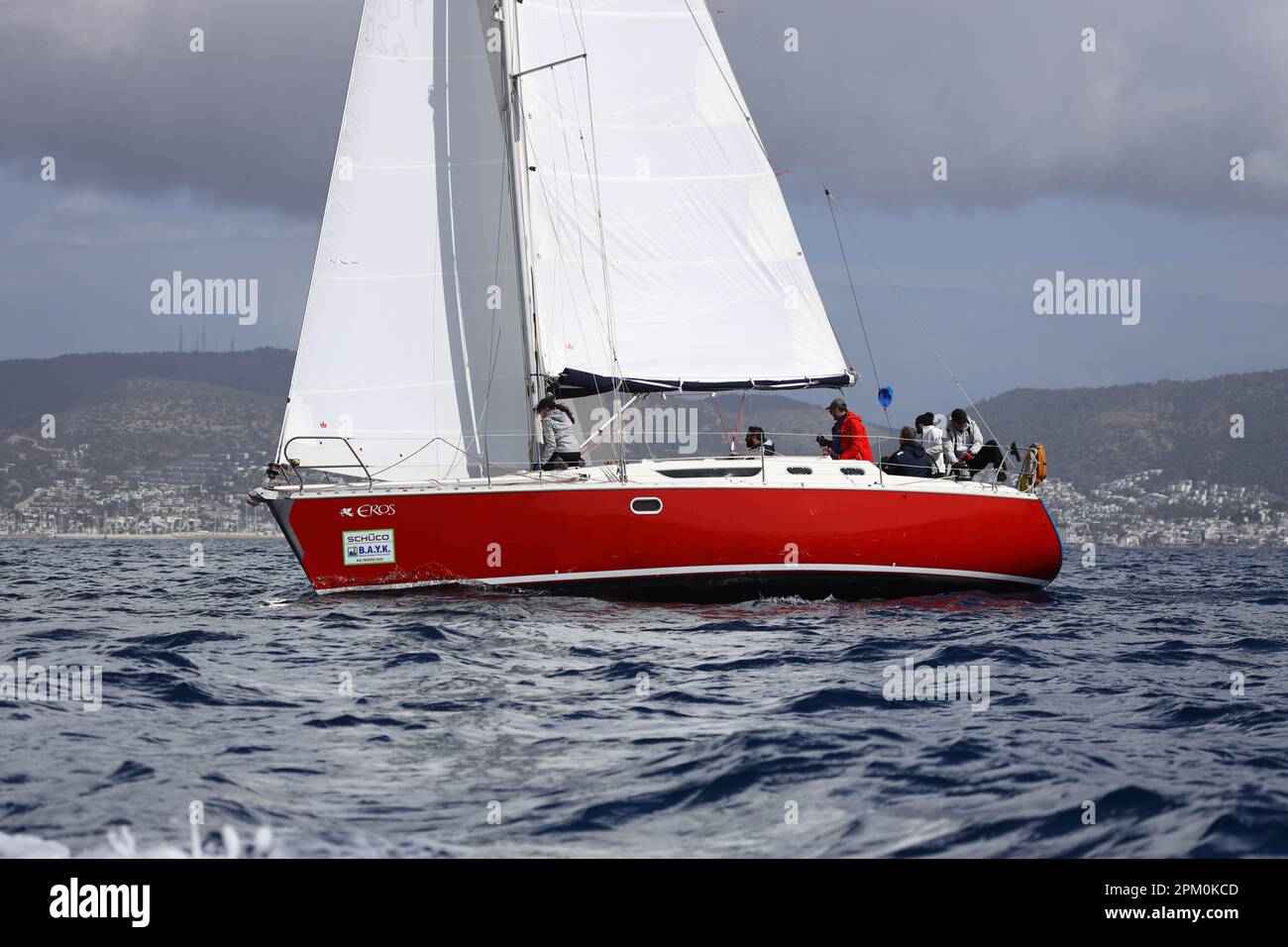 Bodrum,Turkey. 12 March 2023: Sailboats sail in windy weather in the ...
