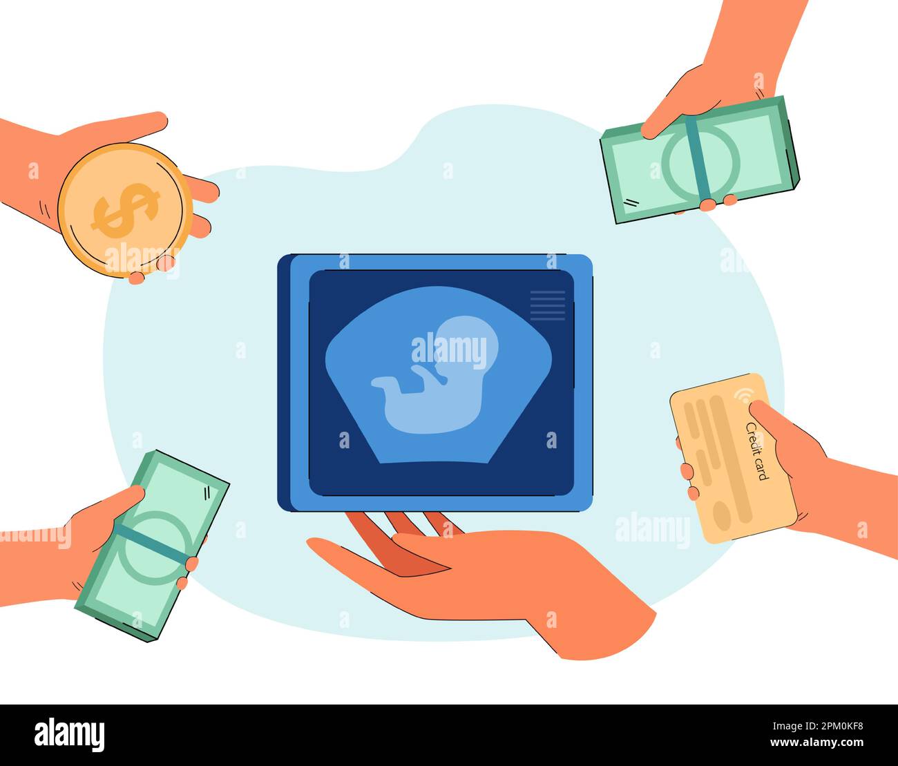 Ultrasound of baby and hands holding money Stock Vector Image & Art - Alamy
