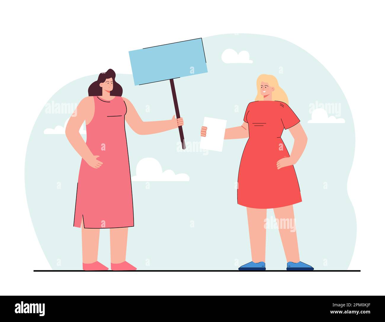Two cartoon women with sign and sheet of paper Stock Vector Image & Art ...
