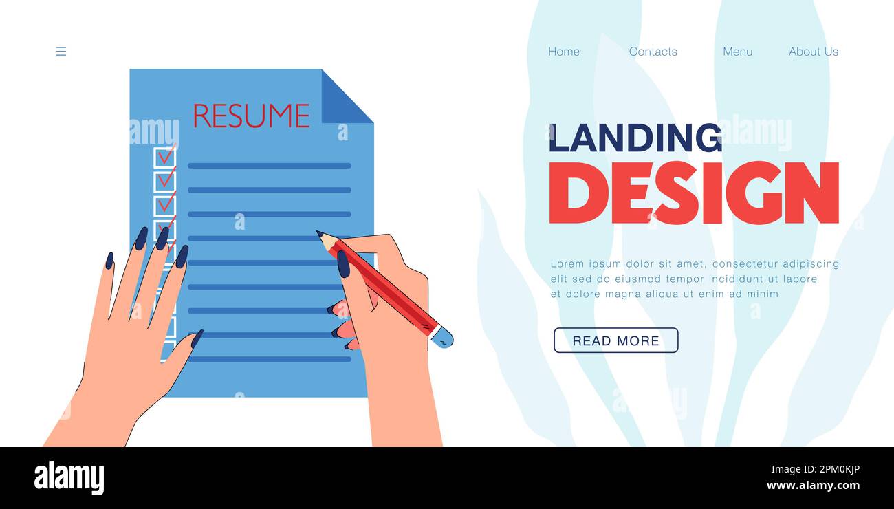 Hands of woman writing resume paper checklist with pencil Stock Vector ...