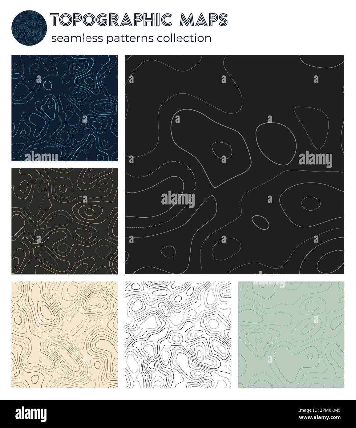 Topographic maps. Astonishing isoline patterns, seamless design. Modern ...