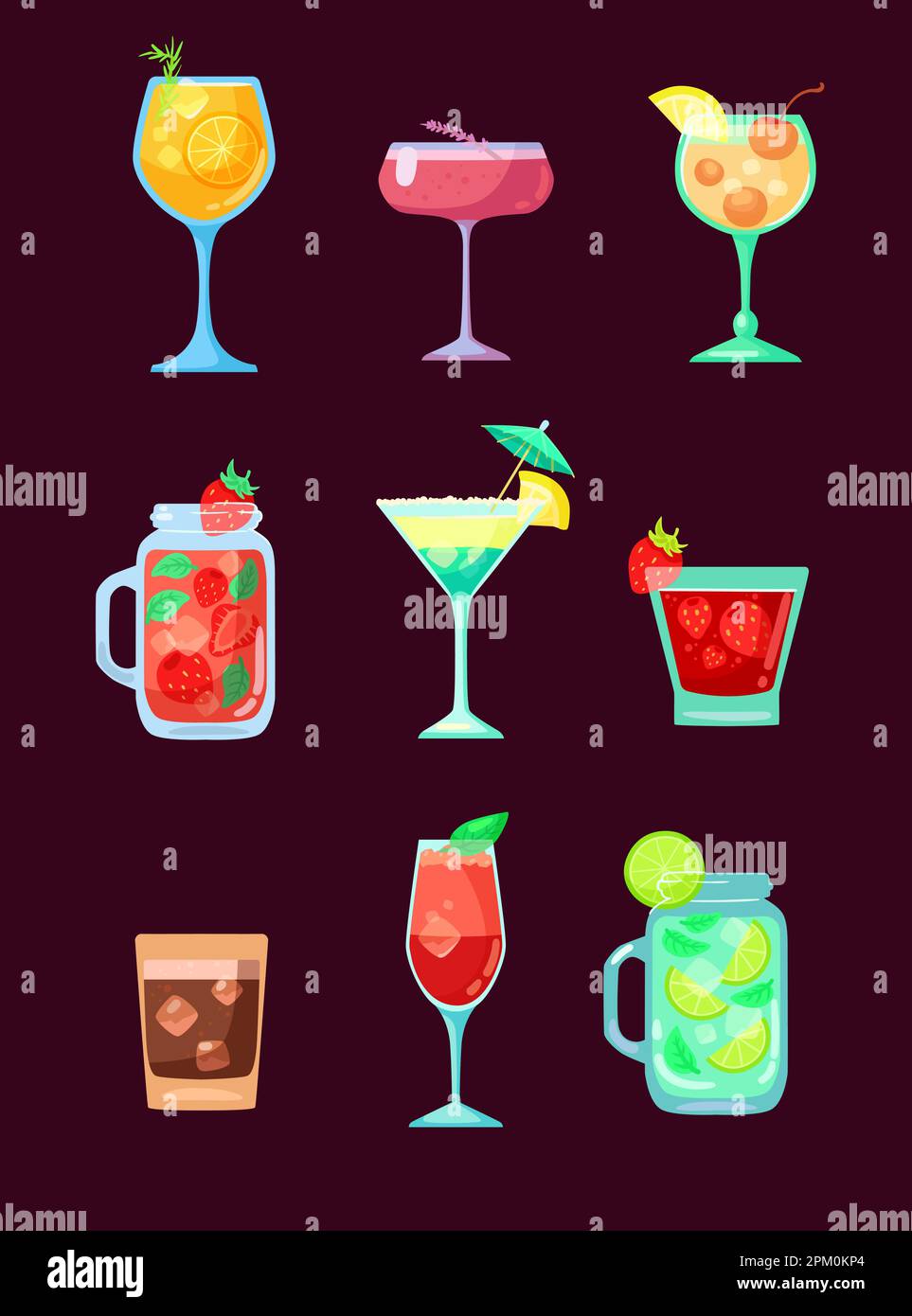 Alcohol cocktails cartoon illustration set Stock Vector Image & Art - Alamy