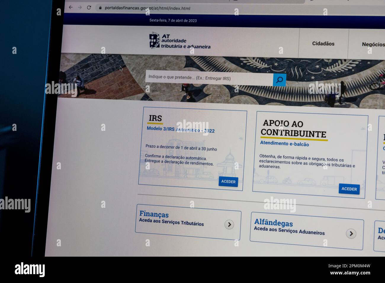 Azores, Portugal - 07.04.2023: Portuguese IRS - "AT Autoridade ...