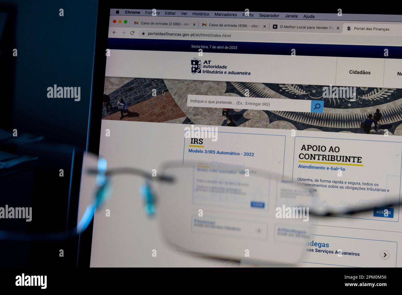 Azores, Portugal - 07.04.2023: Portuguese IRS - "AT Autoridade ...