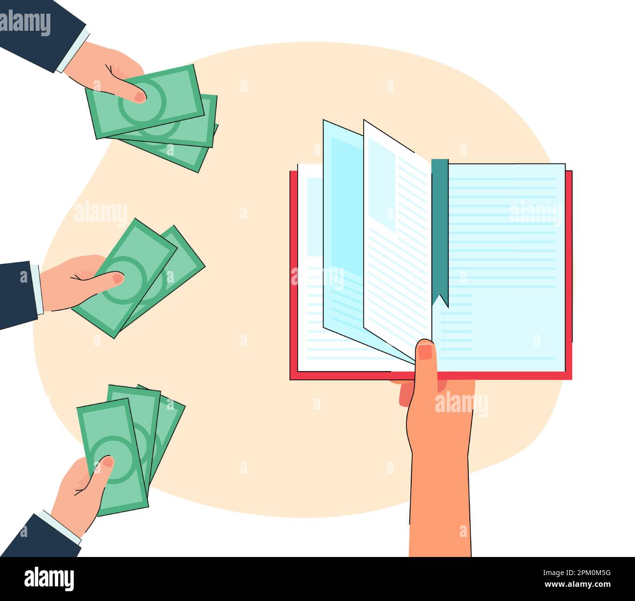 Hand of person holding notebook and hands of people holding cash Stock ...