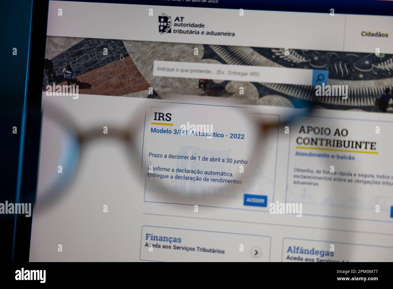 Azores, Portugal - 07.04.2023: Portuguese IRS - "AT Autoridade ...