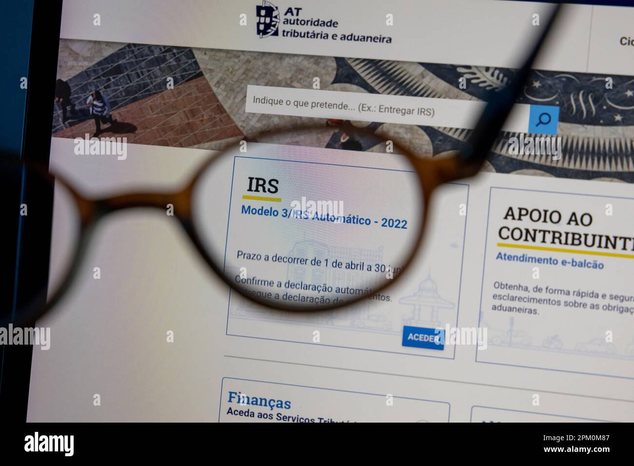 Azores, Portugal - 07.04.2023: Portuguese IRS - "AT Autoridade ...