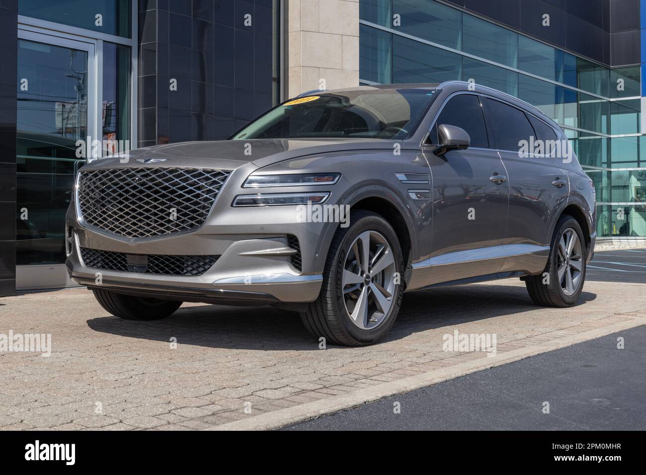 Lafayette - Circa April 2023: Used Genesis GV80 Luxury SUV display. Genesis offers the GV80 with ...