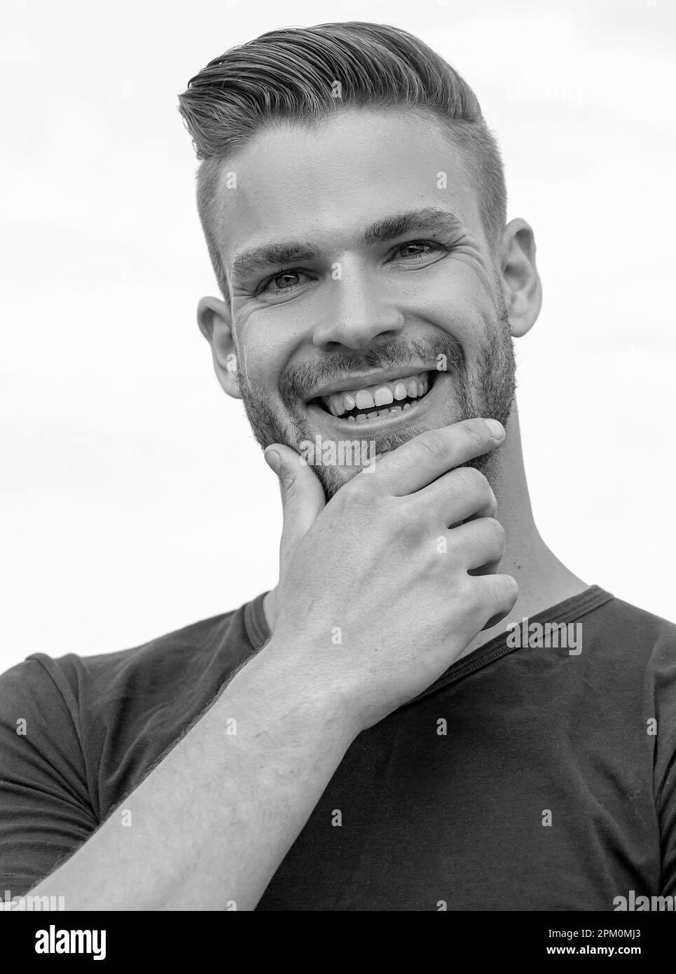 Portrait of handsome thinking man. Fashion portrait gay guy. Isolated ...