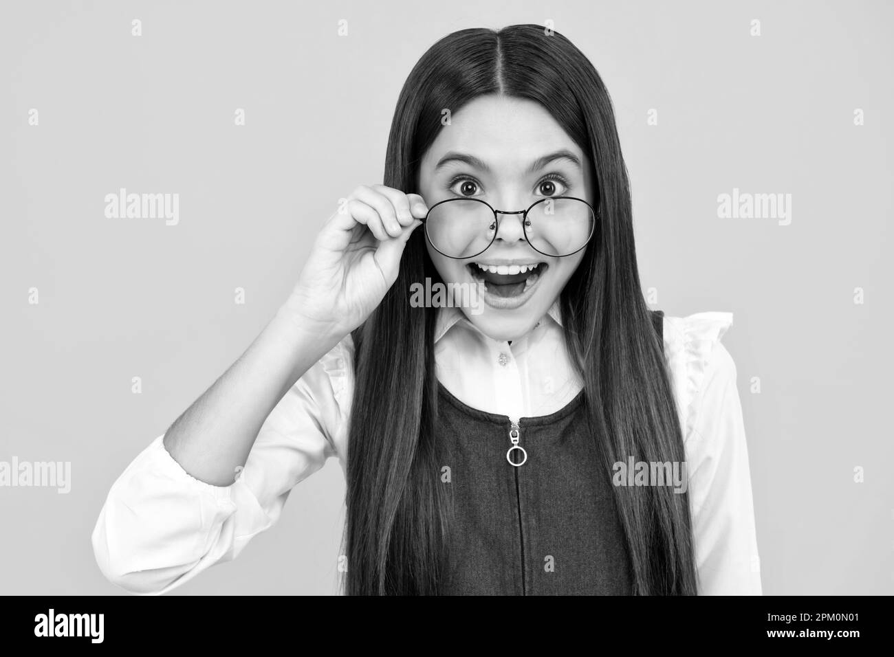 Excited face, cheerful emotions of teenager girl. Teenager child ...