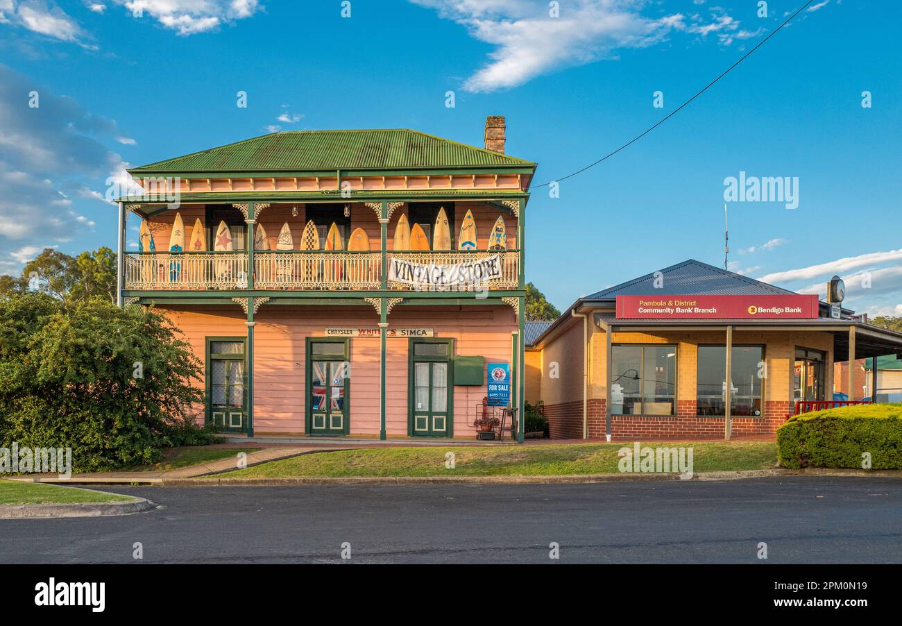Vintage store selling surfing boards in Pambula, NSW, Australia Stock ...