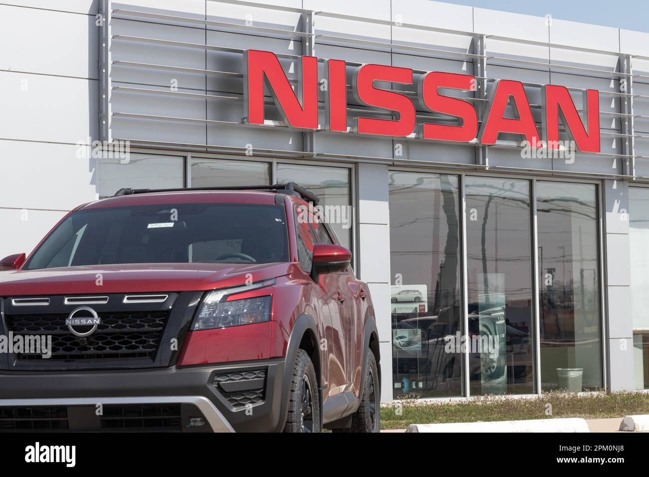 Lafayette - Circa April 2023: Nissan Pathfinder display at a dealership ...