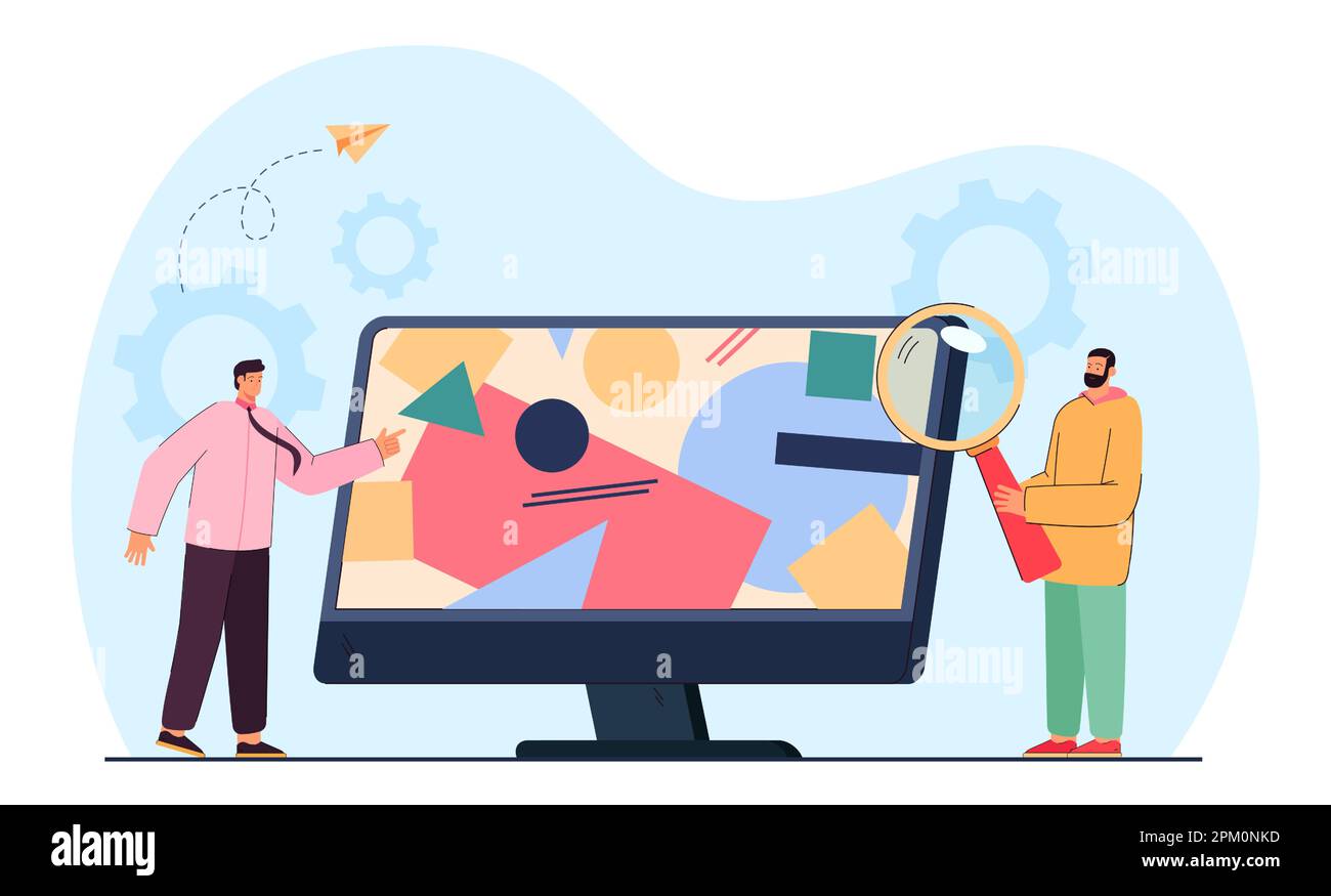 Designer showing his picture on monitor screen Stock Vector Image & Art ...