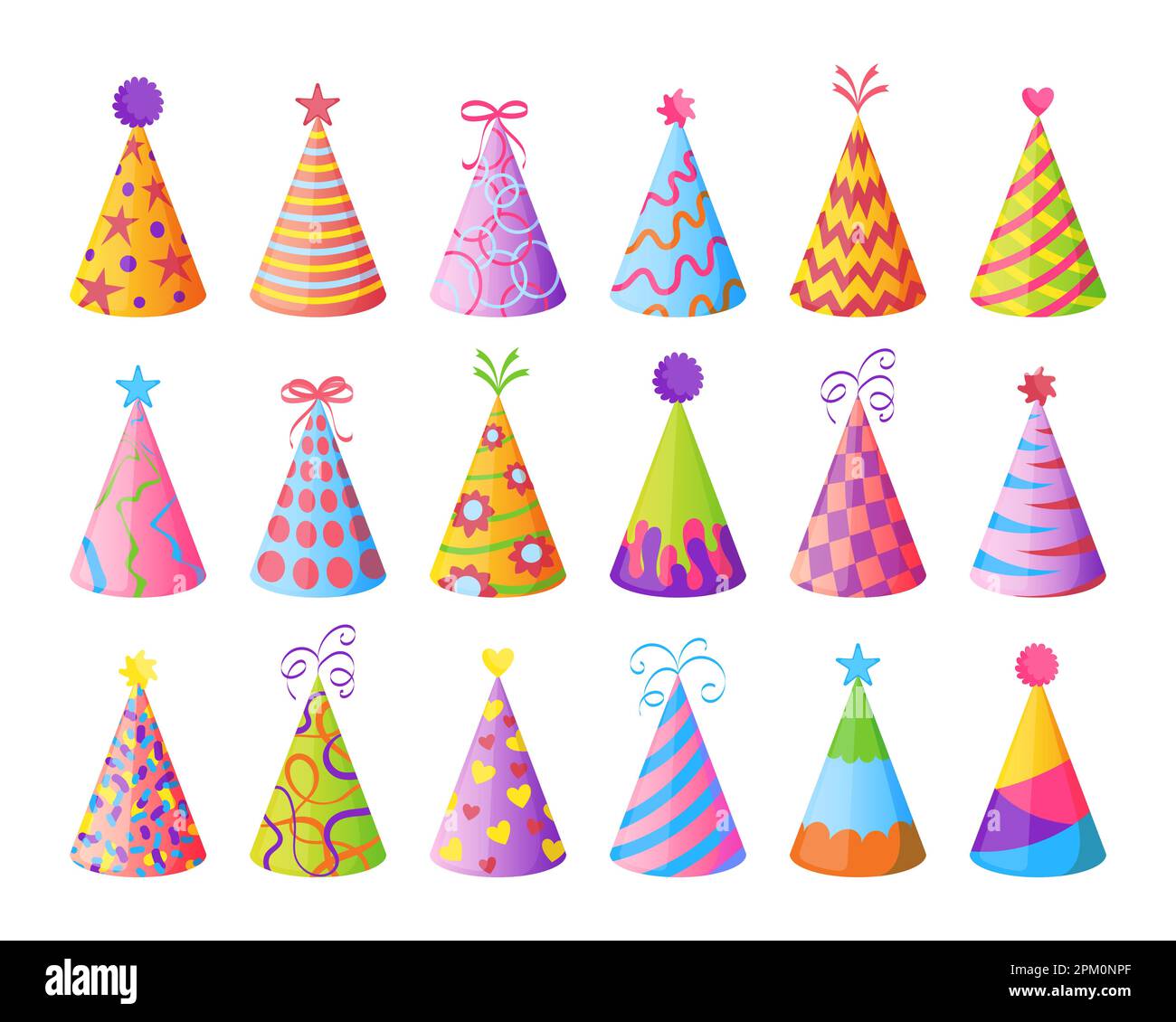 Cone colorful caps for happy birthday party set Stock Vector Image ...
