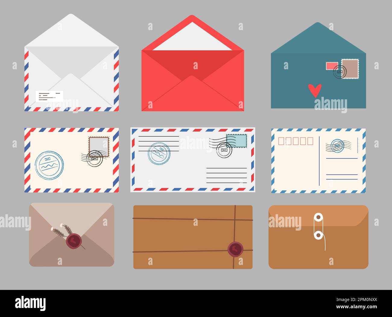 Different handmade envelopes vector illustrations set Stock Vector ...
