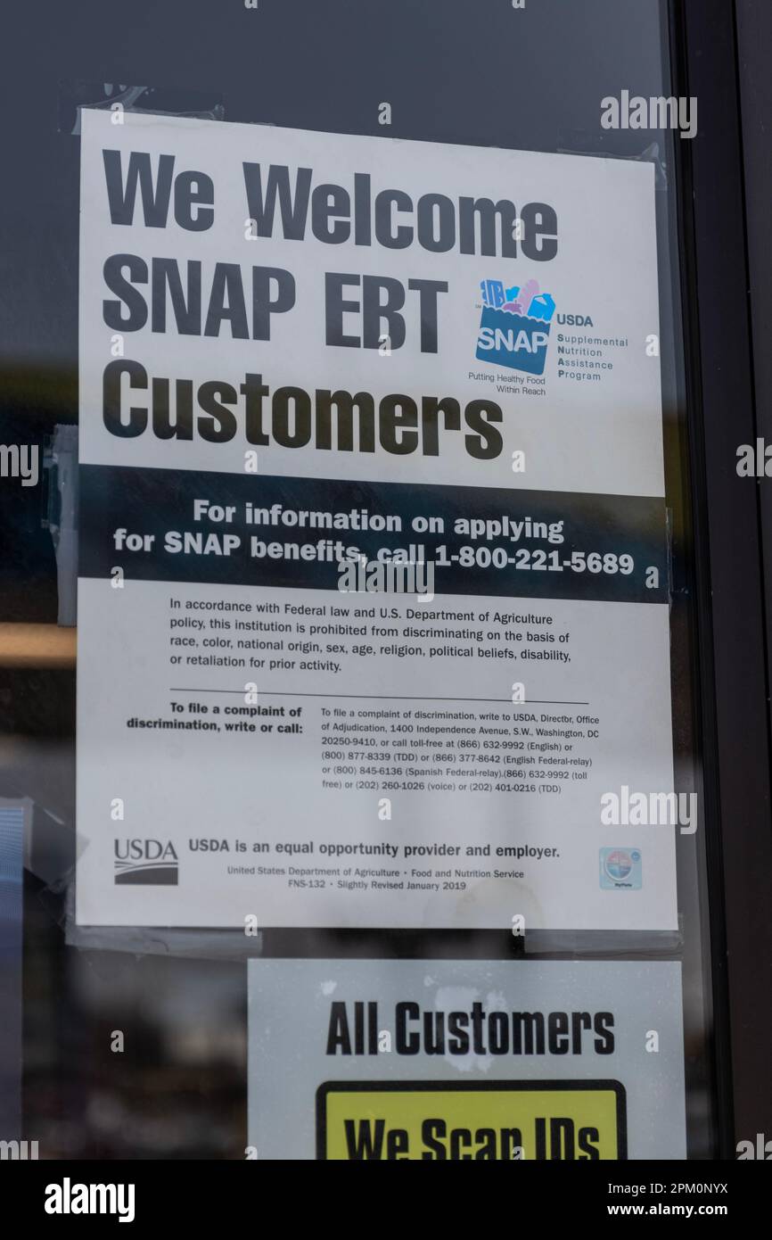 Peru - Circa April 2023: We Welcome SNAP EBT Customers sign. SNAP and ...