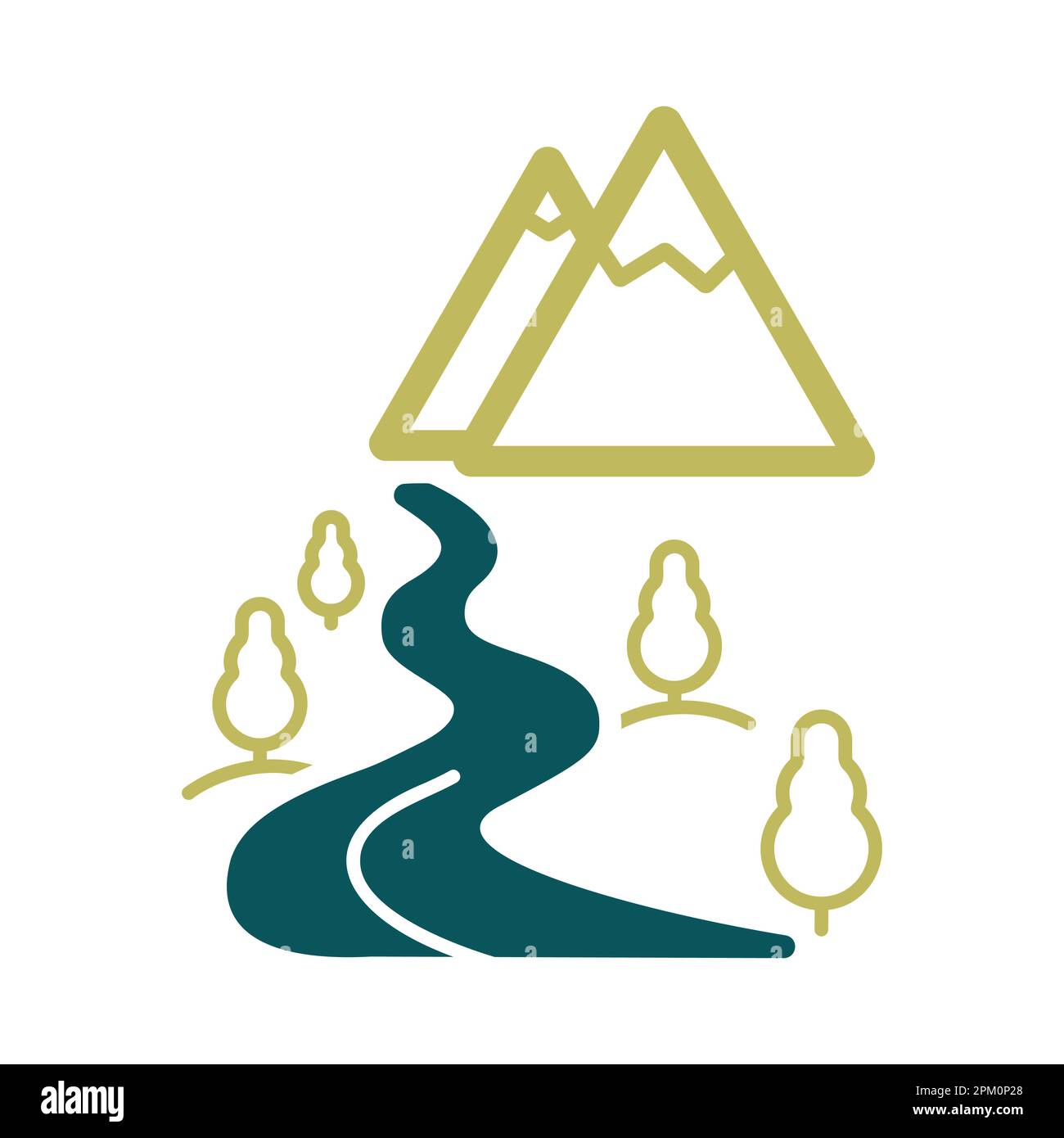 Mountain and river vector isolated icon. Nature sign. Graph symbol for ...