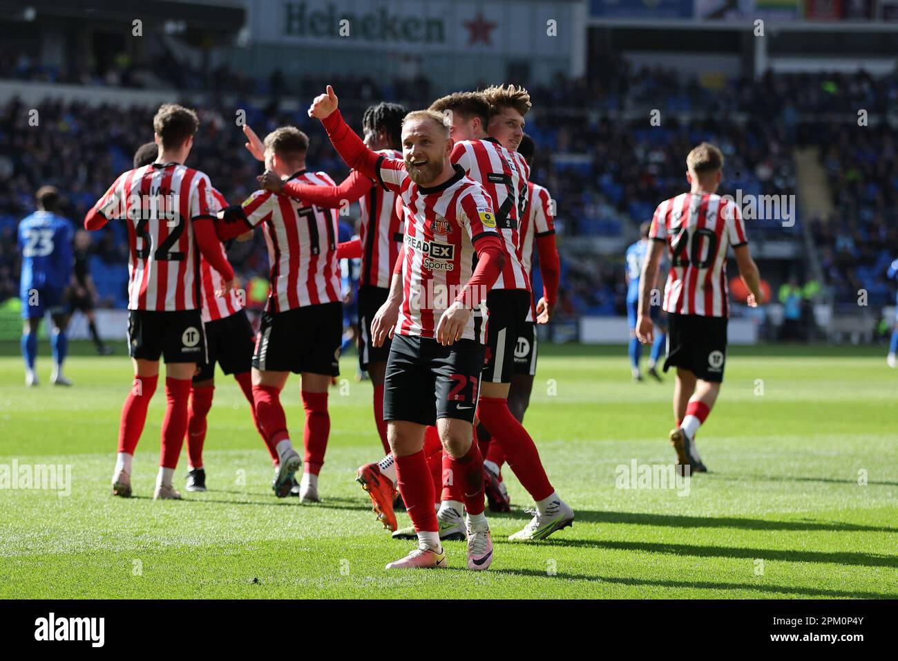 Cardiff, UK. 10th Apr, 2023. Alex Pritchard of Sunderland (c ...