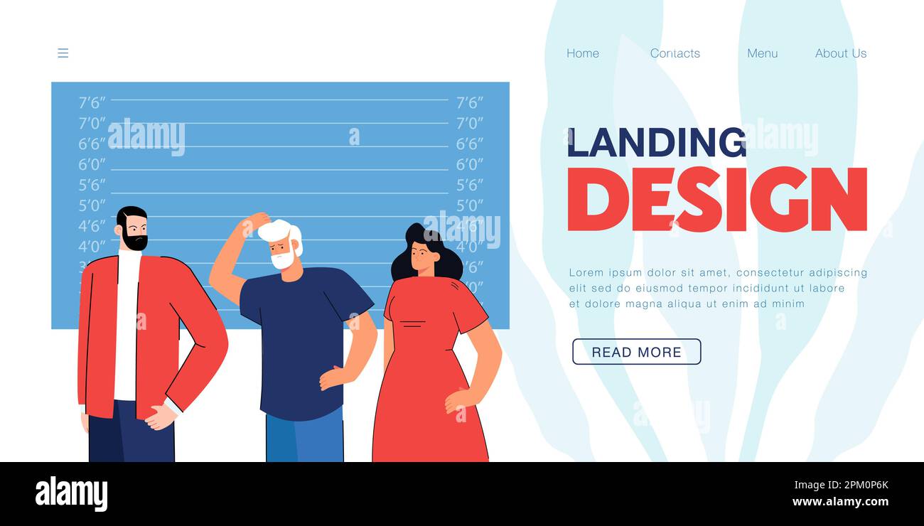 Police lineup of criminals or suspects with different height Stock ...