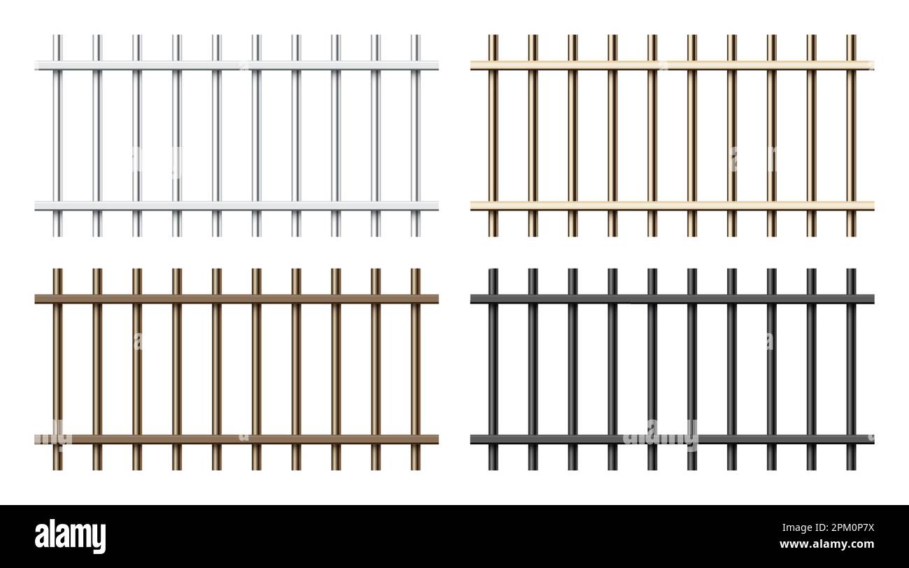 Realistic shiny metal prison bars isolated on white background ...
