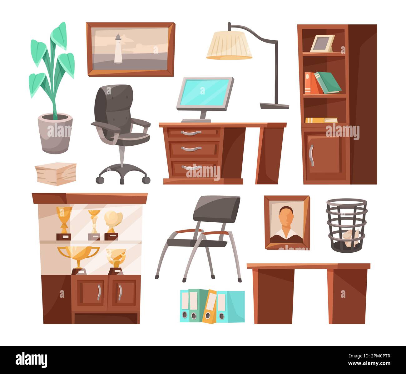 Principal office interior elements vector illustrations set Stock Vector Image & Art - Alamy