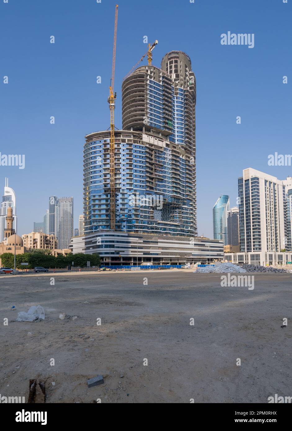 Construction of new tower for apartments or offices in the business ...