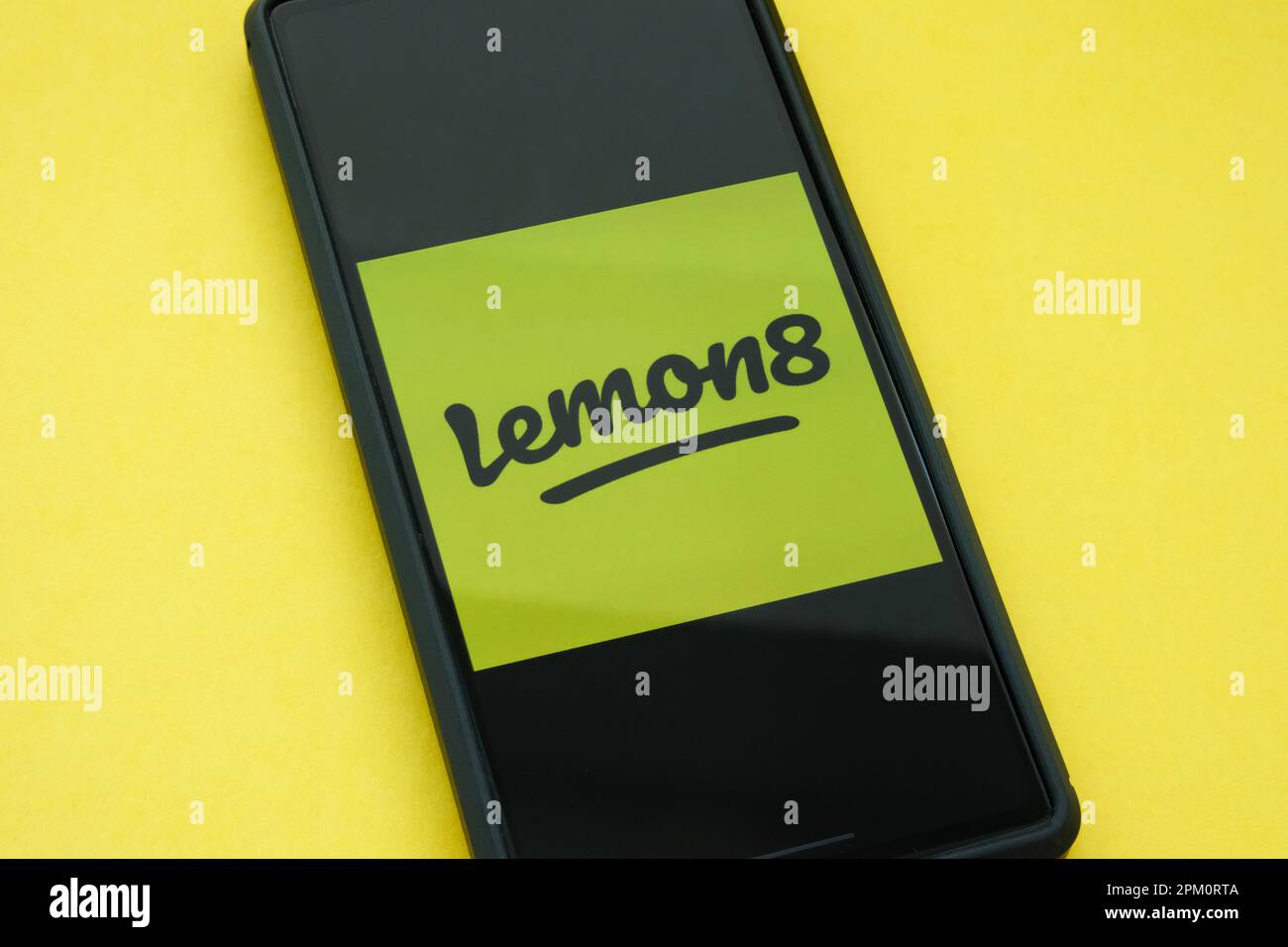 Benidorm, Spain - April 08, 2023: Smartphone screen with Lemon8 app ...