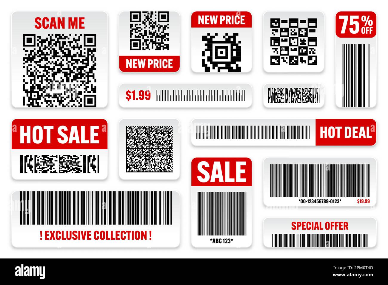 Set of product barcodes and QR codes. Special offer, sale stickers ...