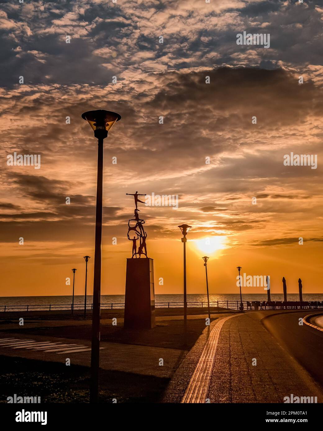 Night view of Alexandroupolis city seaport capital of Evros region ...