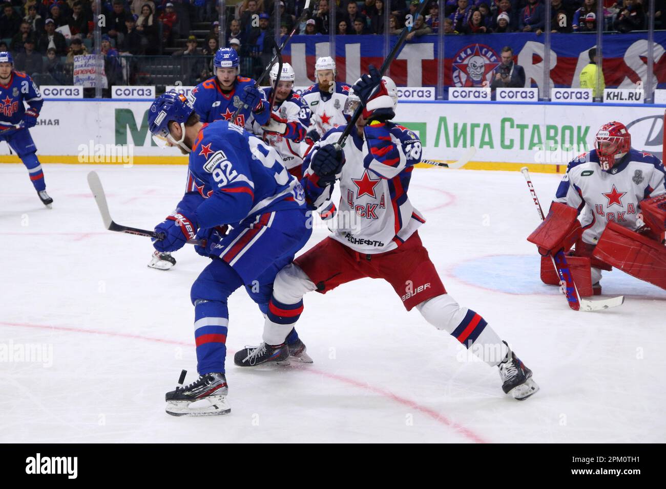 CSKA Hockey Club player, Nikolai Makarov (No.18) and SKA Hockey Club ...