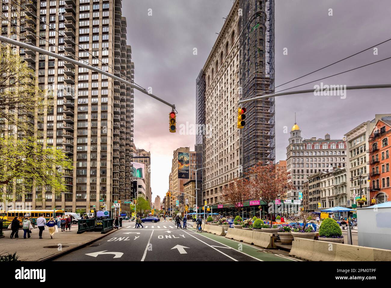 New York, USA - April 23, 2022: Flatiron building facade, one of the ...