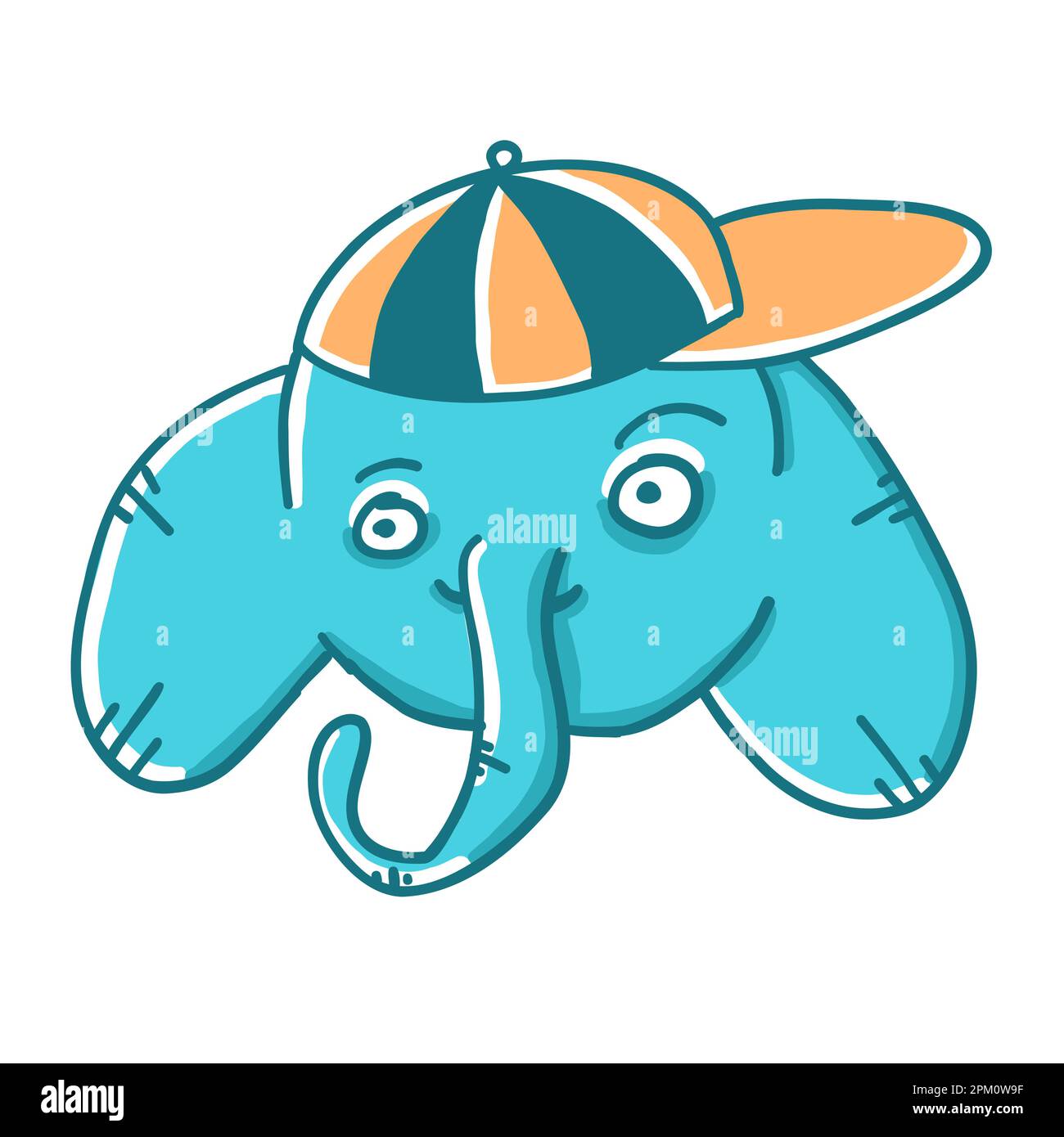Elephant with cap. Vector illustration in cartoon flat style isolated ...