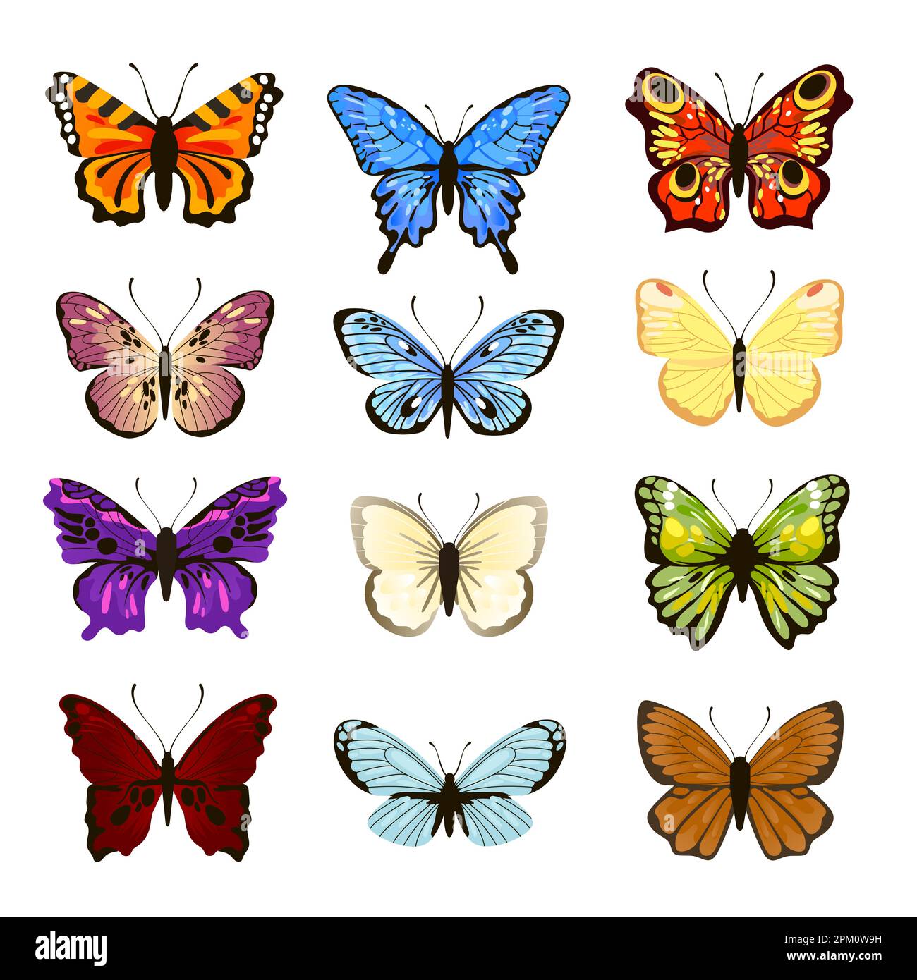 Illustration collection watercolor flying butterflies hi-res stock ...