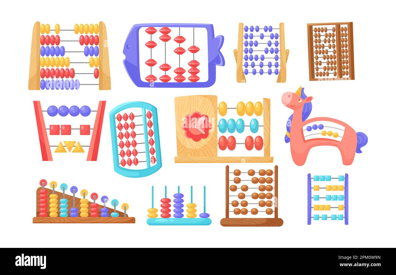 Different colorful abacus for kids vector illustrations set Stock ...