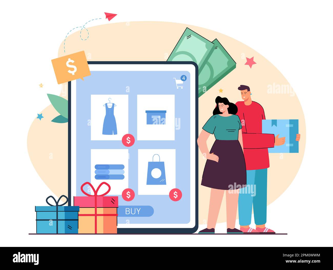 Man happy buying internet Cut Out Stock Images & Pictures - Alamy