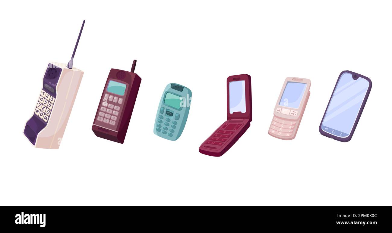 Cellphones evolution cartoon illustration set Stock Vector Image & Art ...