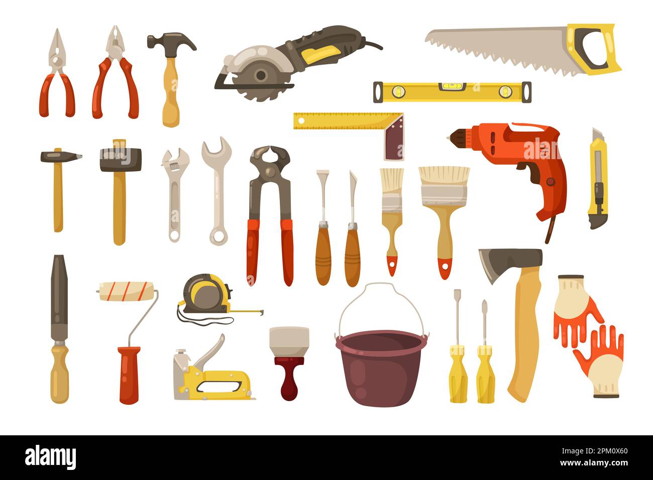 Construction instruments cartoon illustration set Stock Vector Image ...