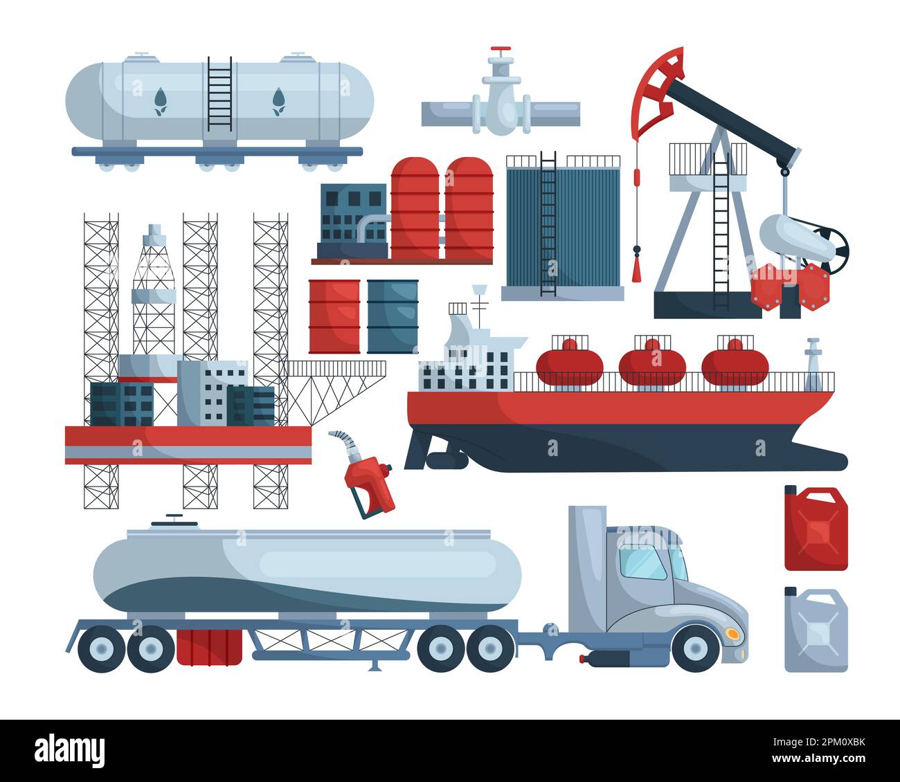 Oil refinery elements vector illustrations set Stock Vector Image & Art ...