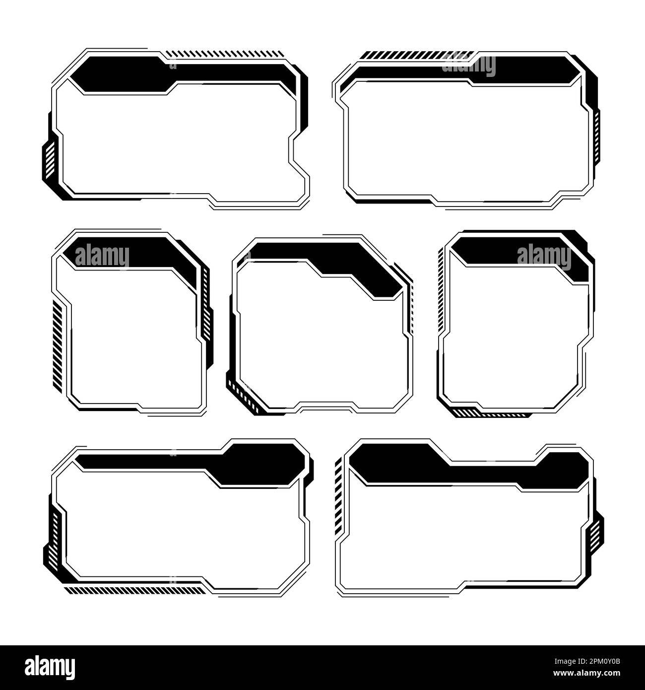 Black Futuristic Hud Or Ui Elements Sci Fi User Interface Text Boxes Callouts Warning Message